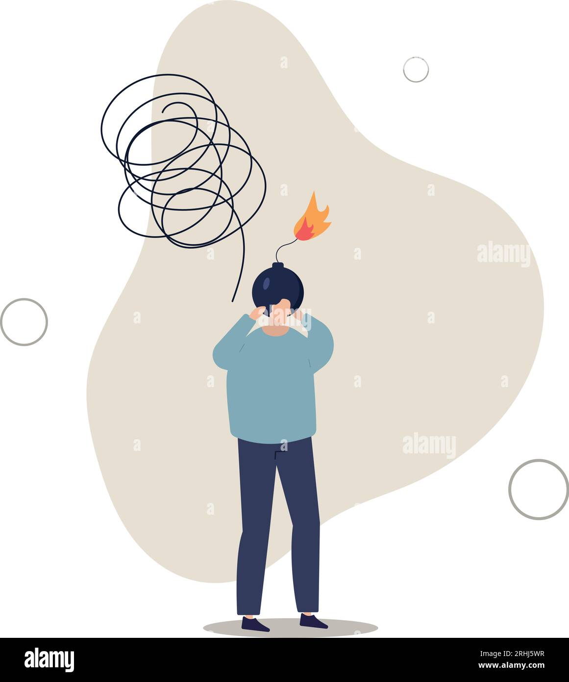 Anxiety, stressed or anger emotion, mental problem or depression ...