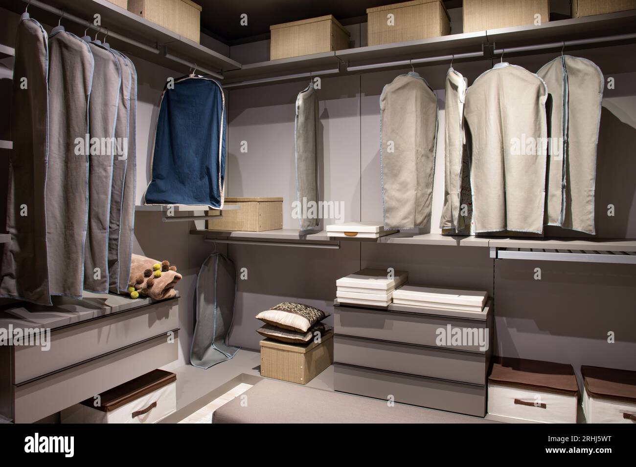 Modern walk in closet with custom made wardrobes adequate dressing ...