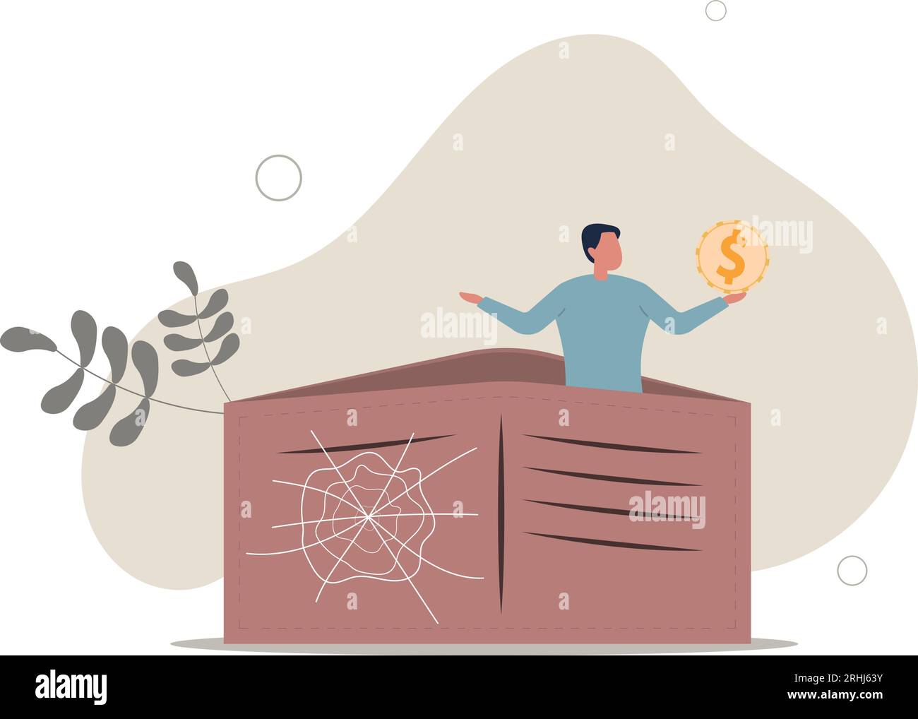 Poor or poverty with empty wallet, financial problem, trouble to pay ...