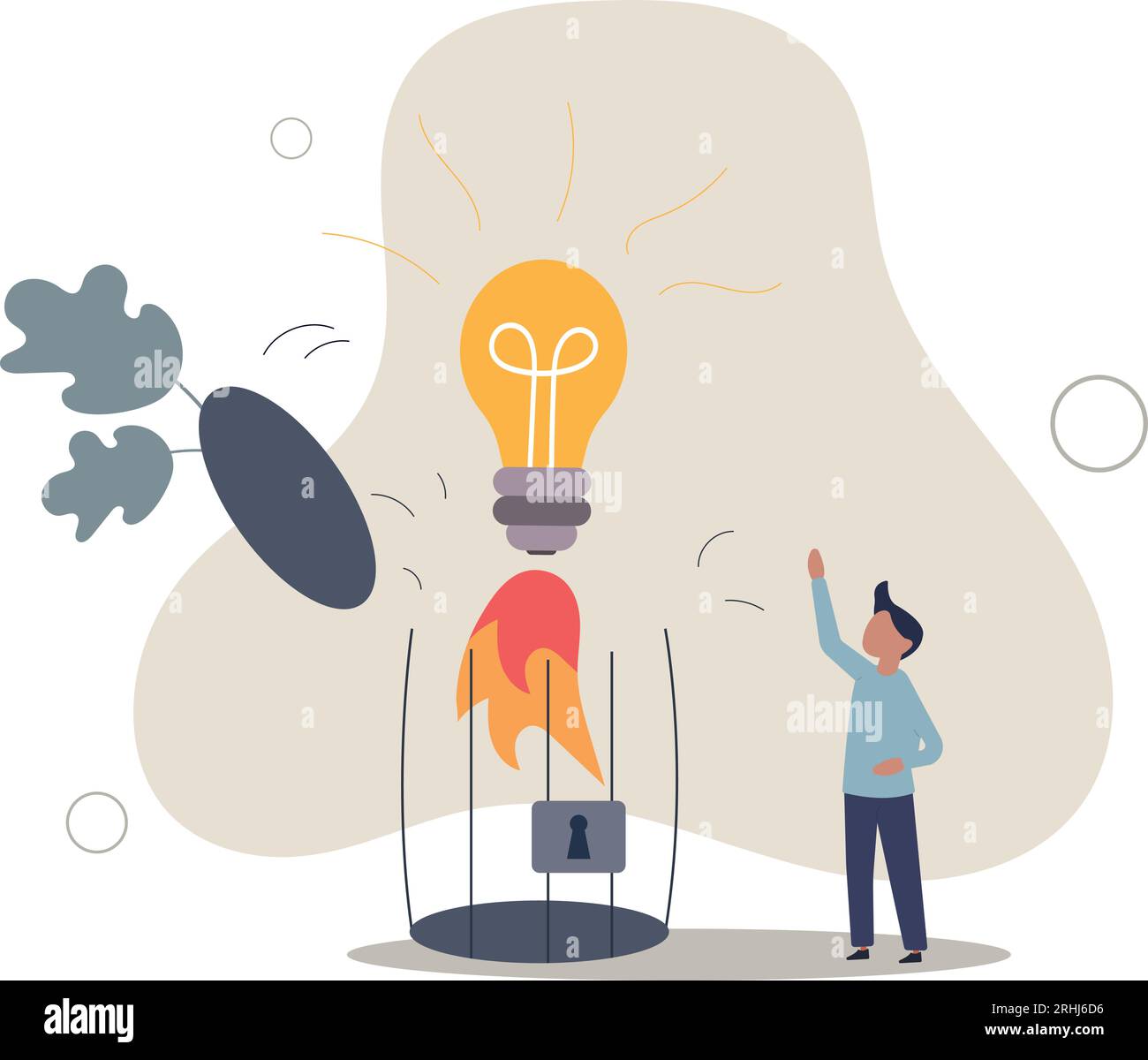 Unleash creativity or unlock business idea to grow beyond limitation concept.flat vector ...