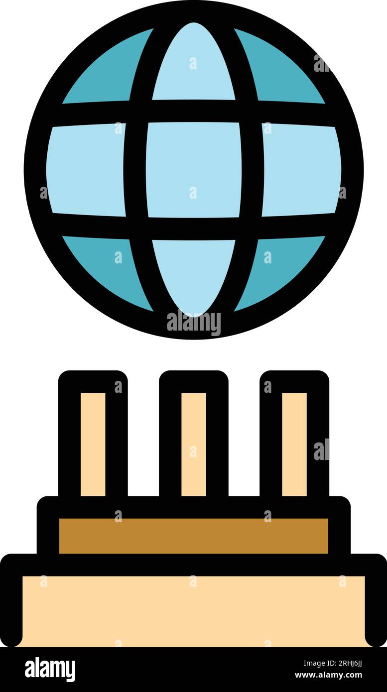 Global fiber icon outline vector. Internet network. Speed fiber color ...