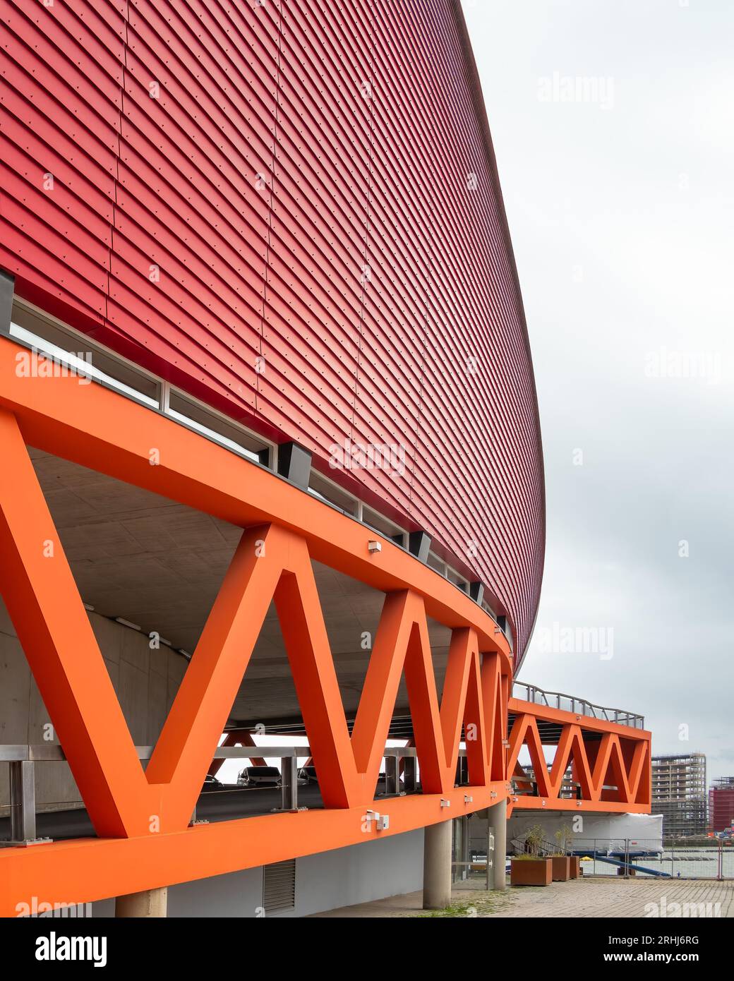 Rotterdam, Netherlands - New Luxor Theatre by Bolles Wilson, orange ...