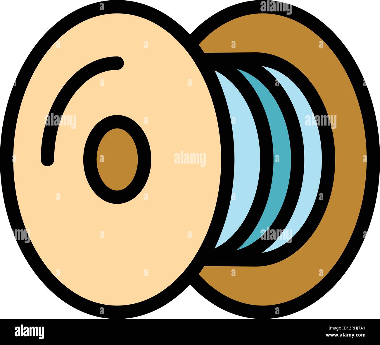 Fiber Bobbin Icon Outline Vector Optic Cable Internet Network Color