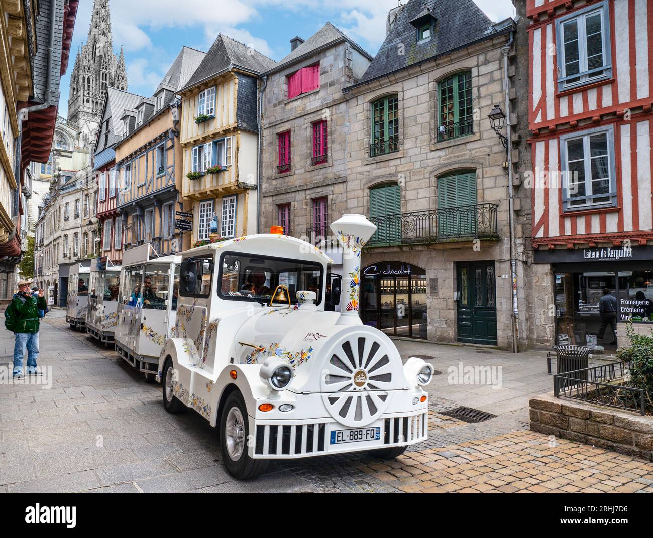 TOURIST TRAIN BUS FRANCE Old Quimper Rue Kereon tour sightseeing trip ...
