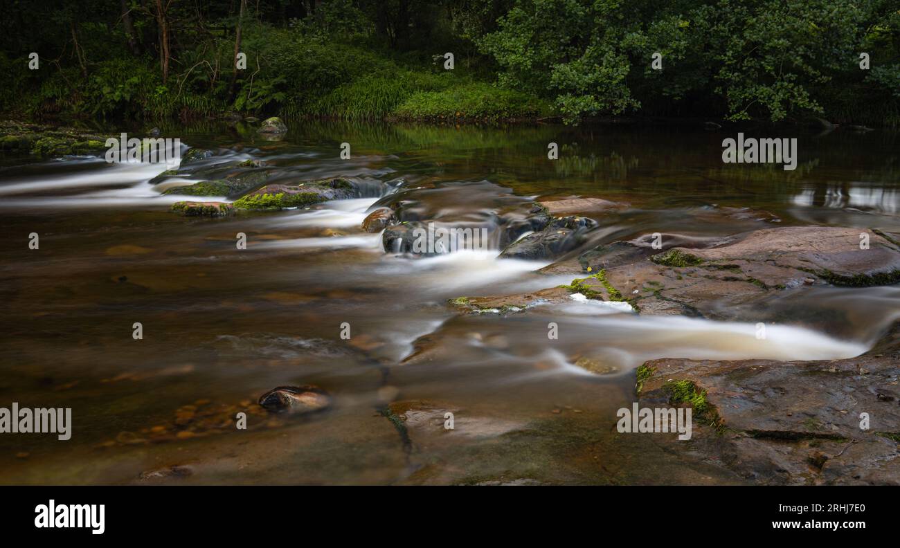 Allen Banks and Staward Gorge. Waterfall, weir. Long exposure, moody ...
