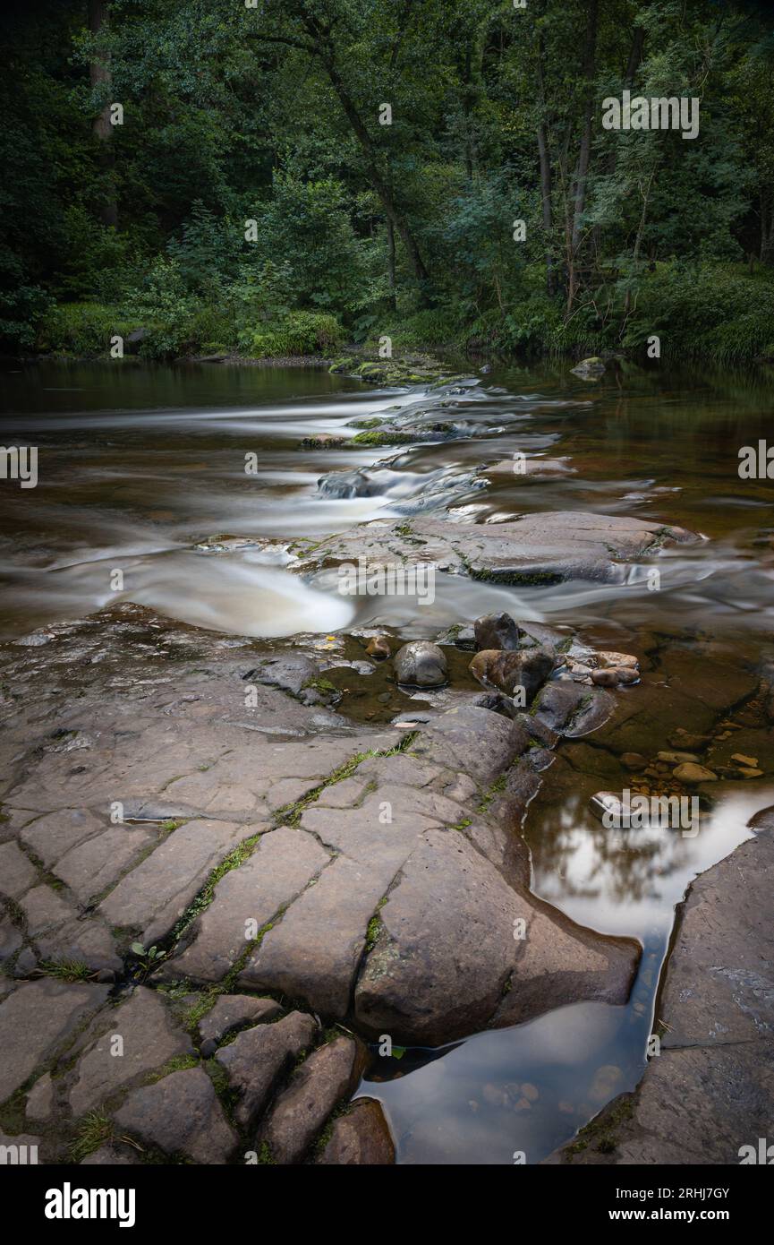 Allen Banks and Staward Gorge. Waterfall, weir. Long exposure, moody ...