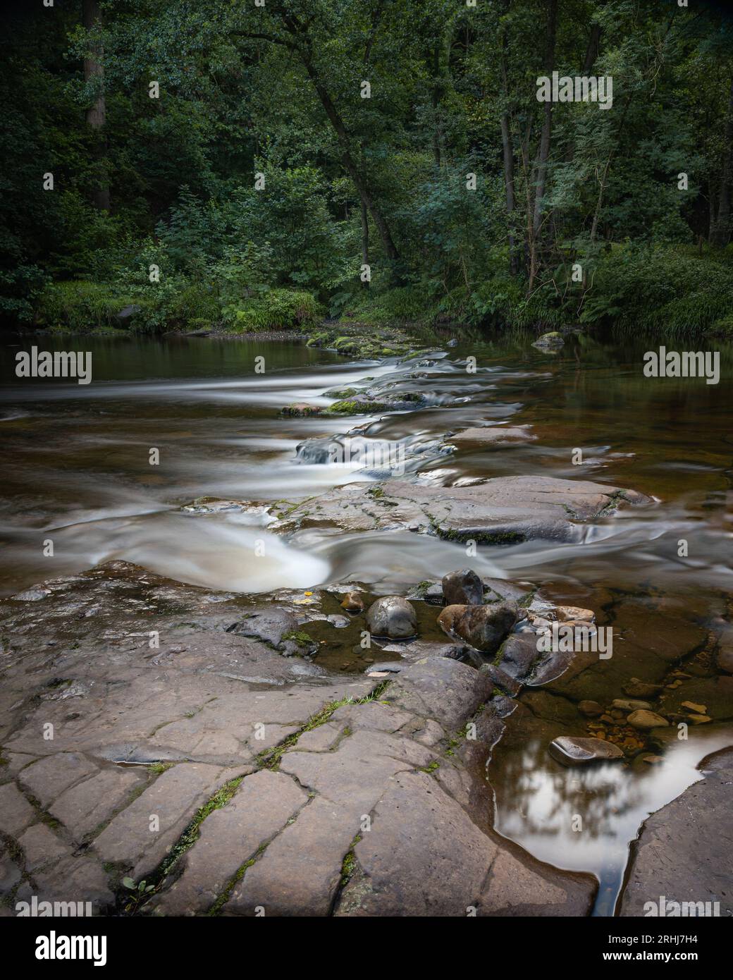Allen Banks and Staward Gorge. Waterfall, weir. Long exposure, moody ...