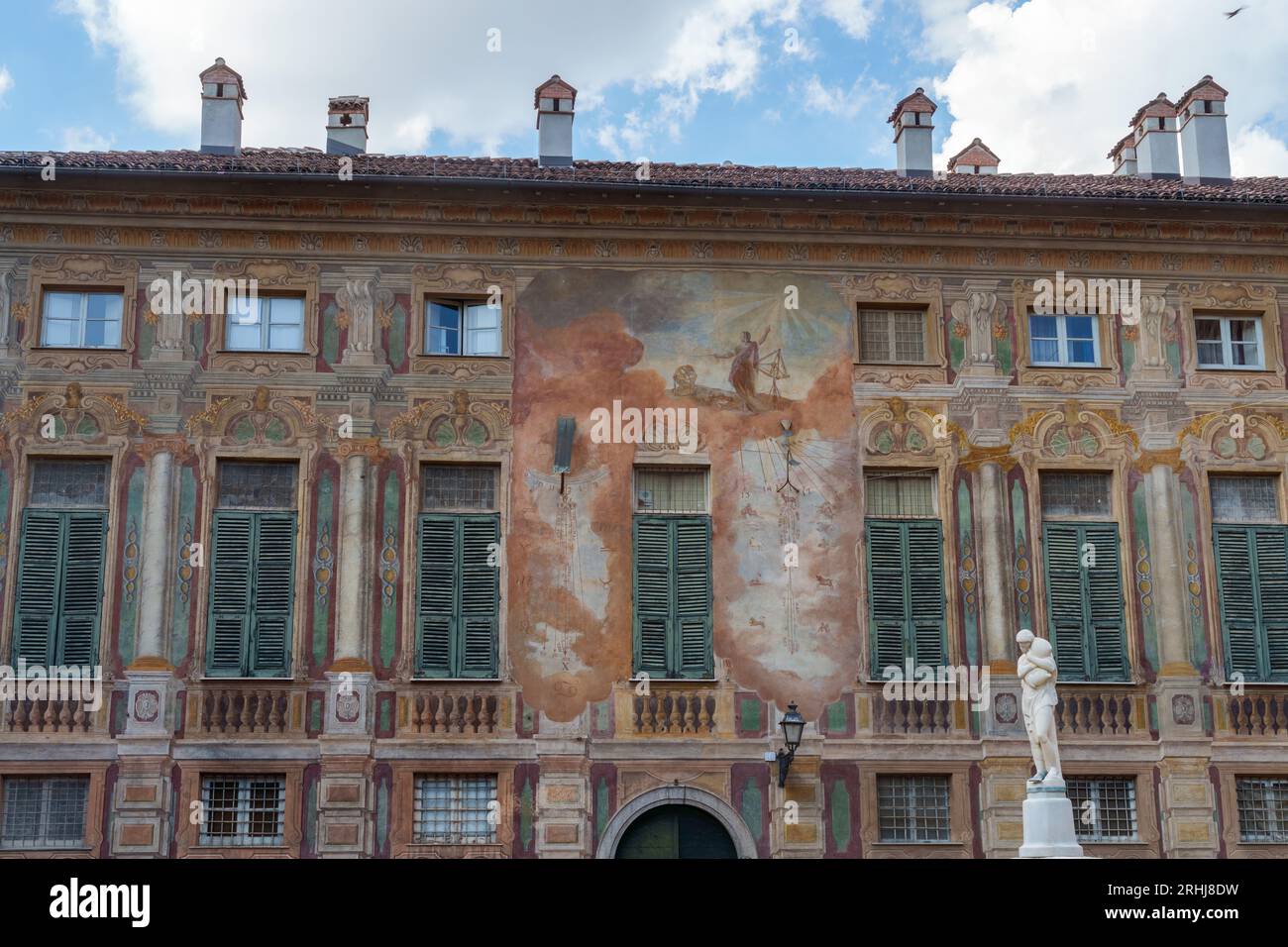 Historic square Mariano Dellepiane at Novi Ligure, Alessandria province ...