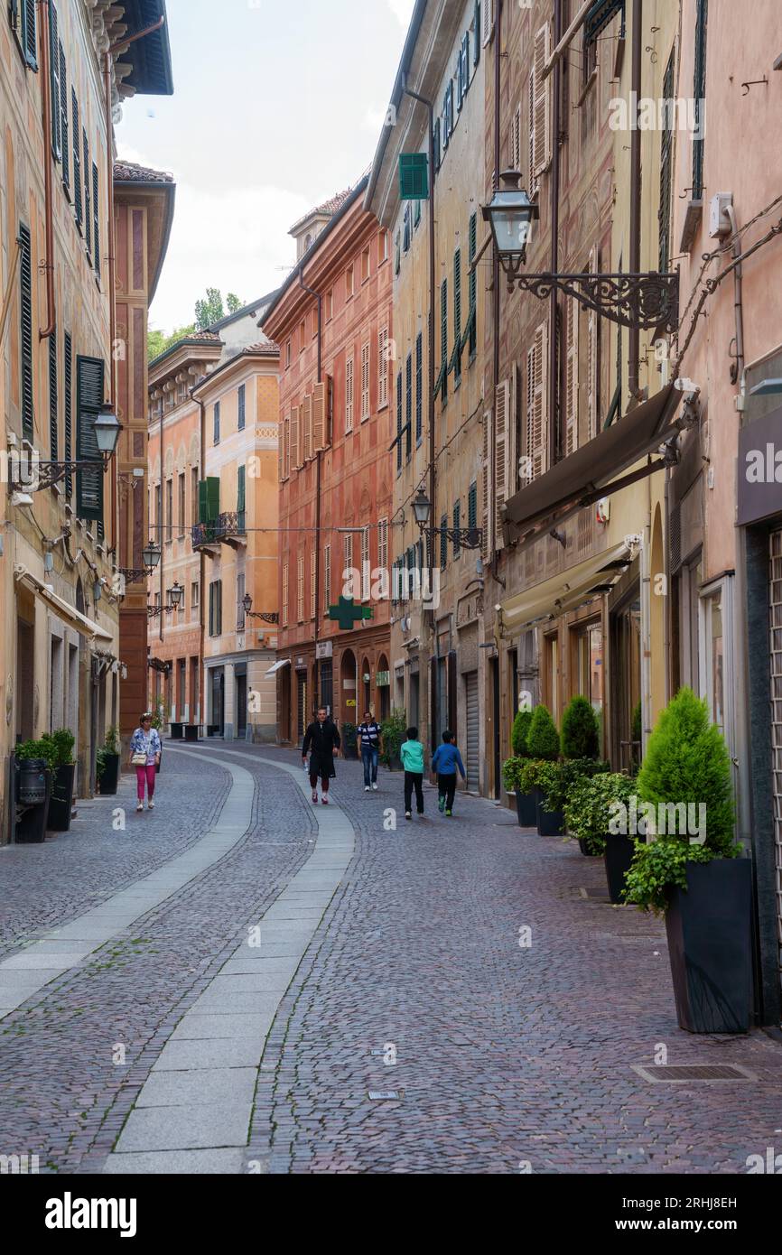 Historic buildings along via Girardengo at Novi Ligure, Alessandria ...