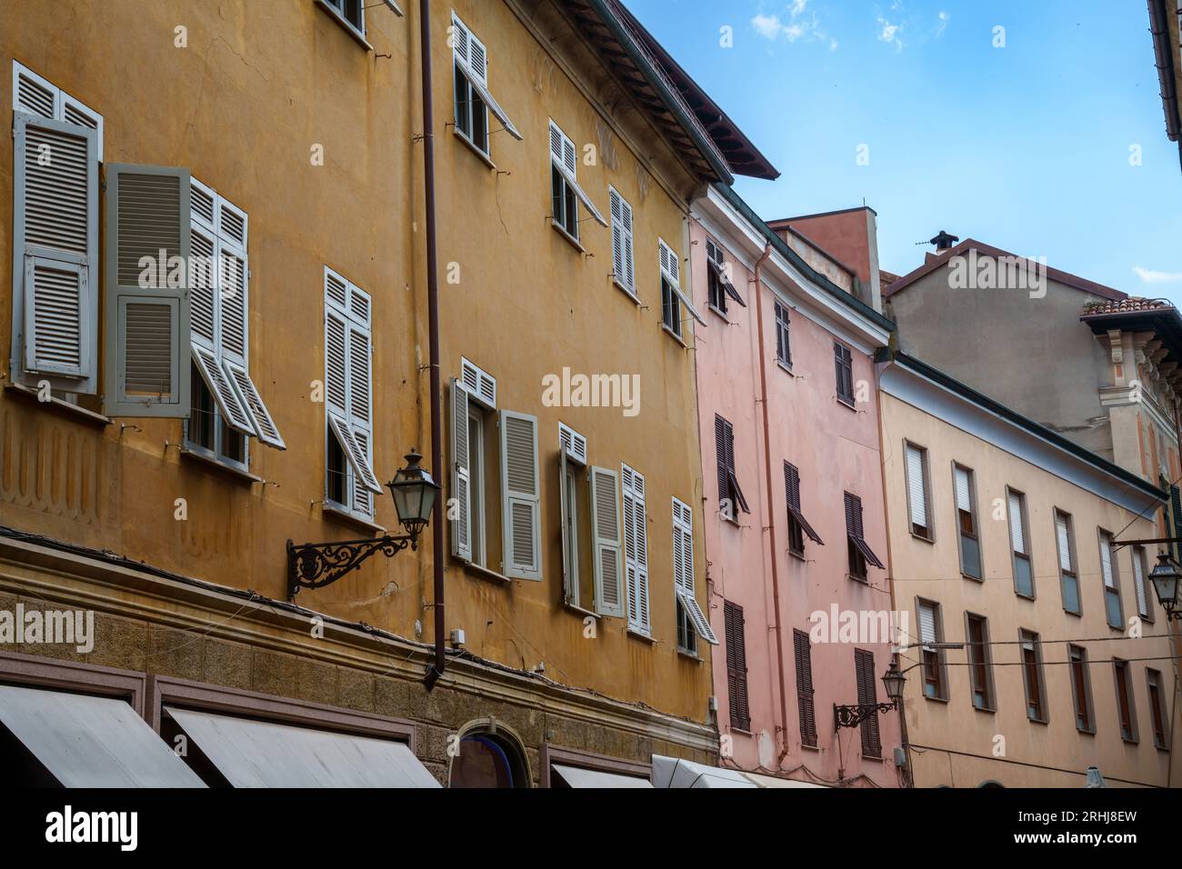 Historic buildings along via Girardengo at Novi Ligure, Alessandria ...