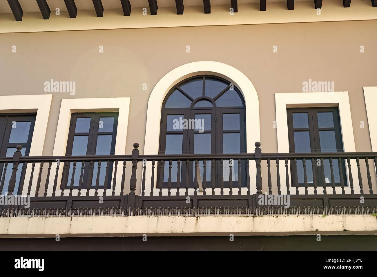 balcony railings on arch window. balcony railings facade. balcony ...