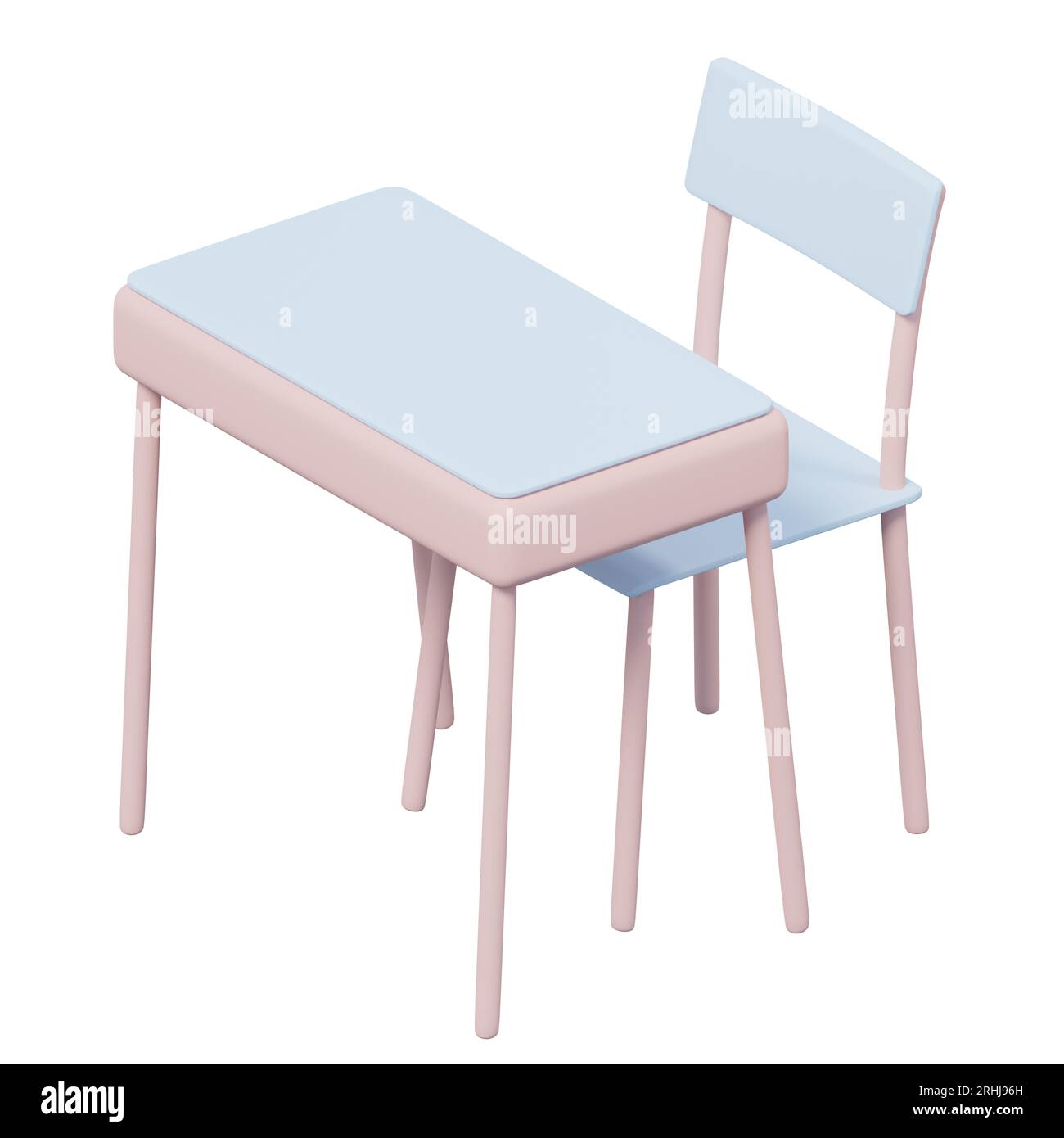 Stylized elementary school desk and chair, 3d rendering. Digital ...