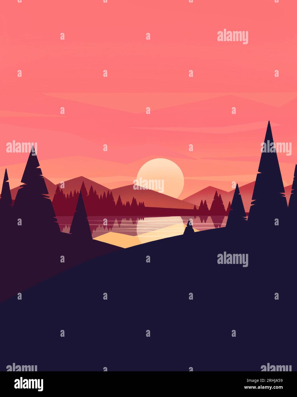 Cartoon Drawing of the sun rising in the Mountains on a crisp, cool ...