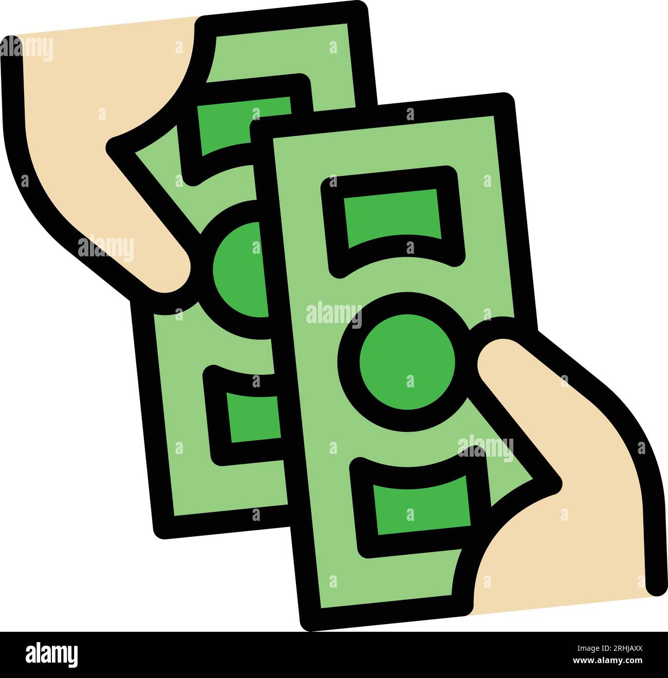 Money cash icon outline vector. Financial freedom. Work income color ...