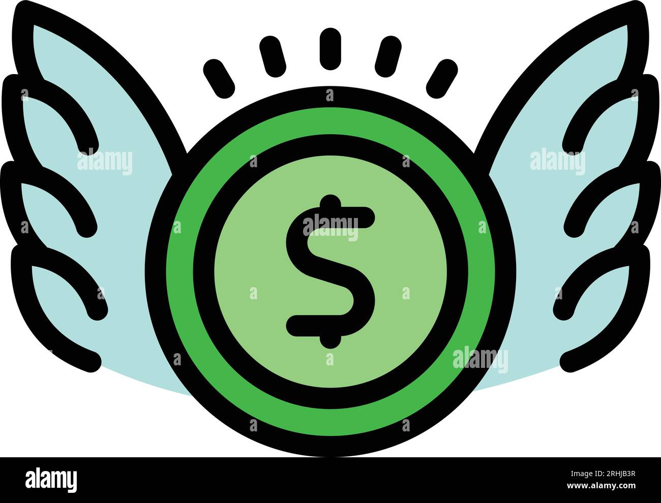 Money fly coin icon outline vector. Freedom work. Rich school color ...