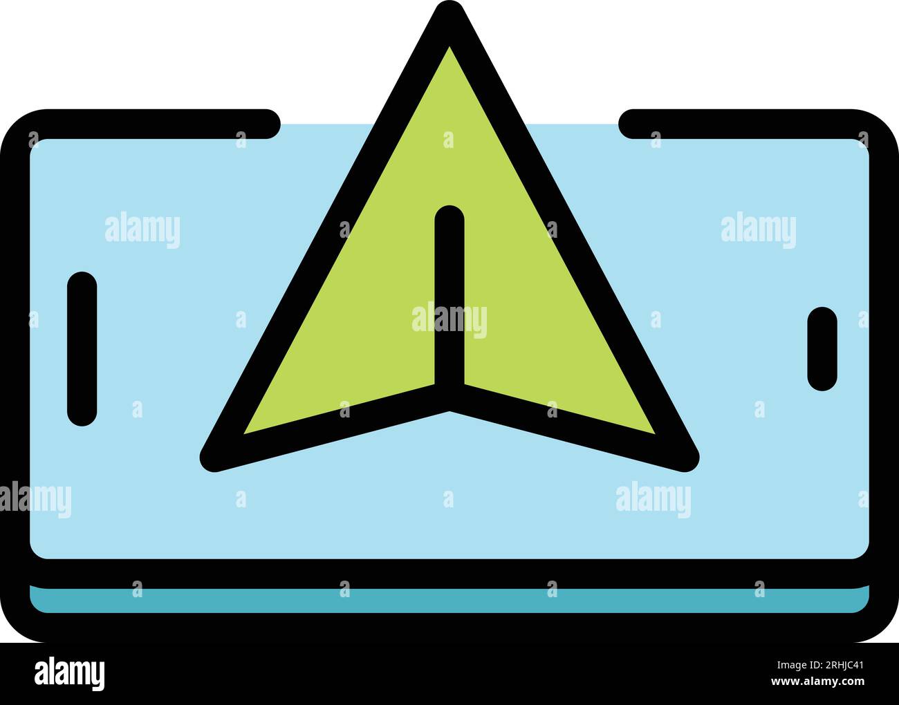 Trajectory plane icon outline vector. Path launch. Motion pin color ...