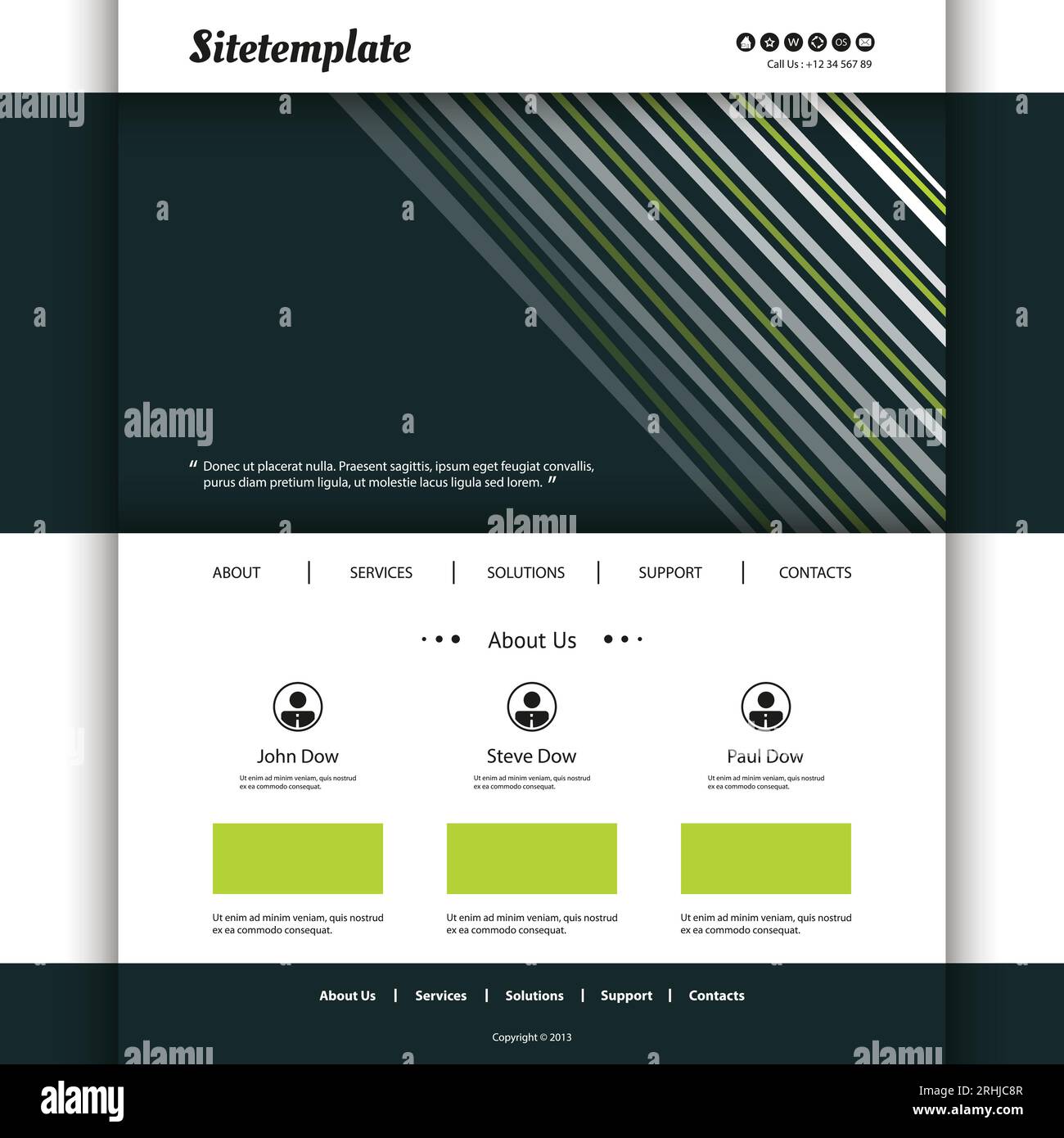 Website Template with Striped Header Stock Vector Image & Art - Alamy