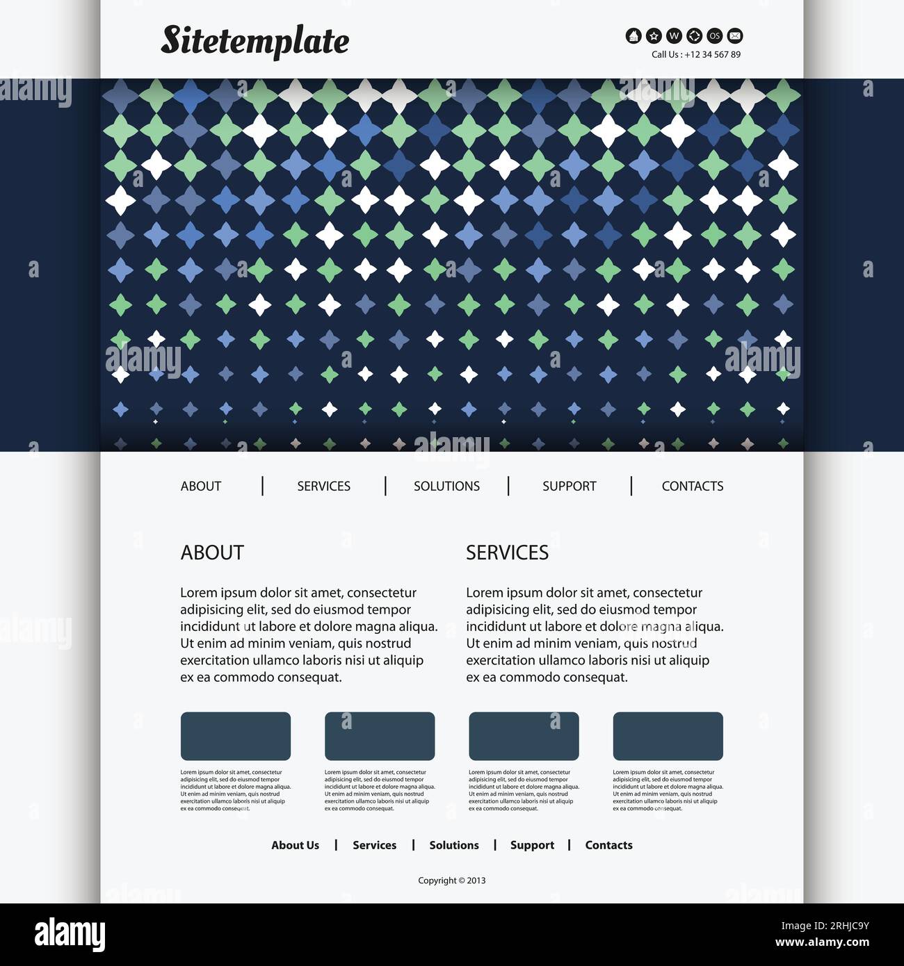 Website Template with Dotted Blue Header Design Stock Vector Image ...