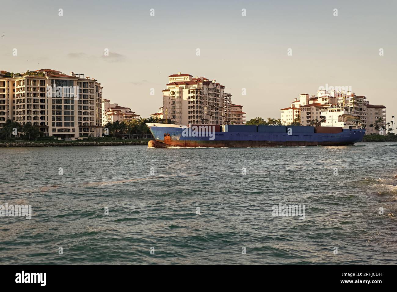 cargo barge carrying container. cargo barge carrying container in miami ...