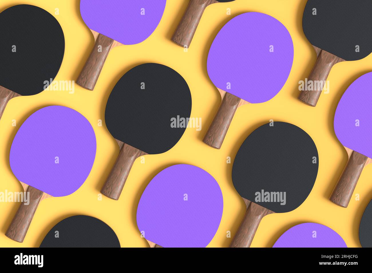 Pattern from ping pong rackets for table tennis on yellow background ...