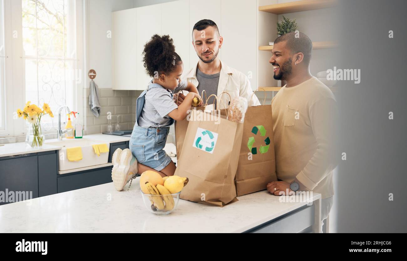 Recycling, blended family or adoption with a daughter and gay couple in ...