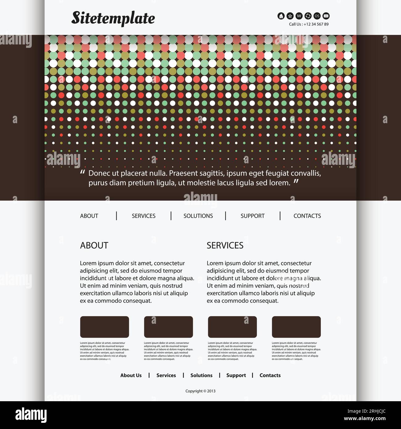 Website Template Design with Dotted Pattern Header Stock Vector Image ...