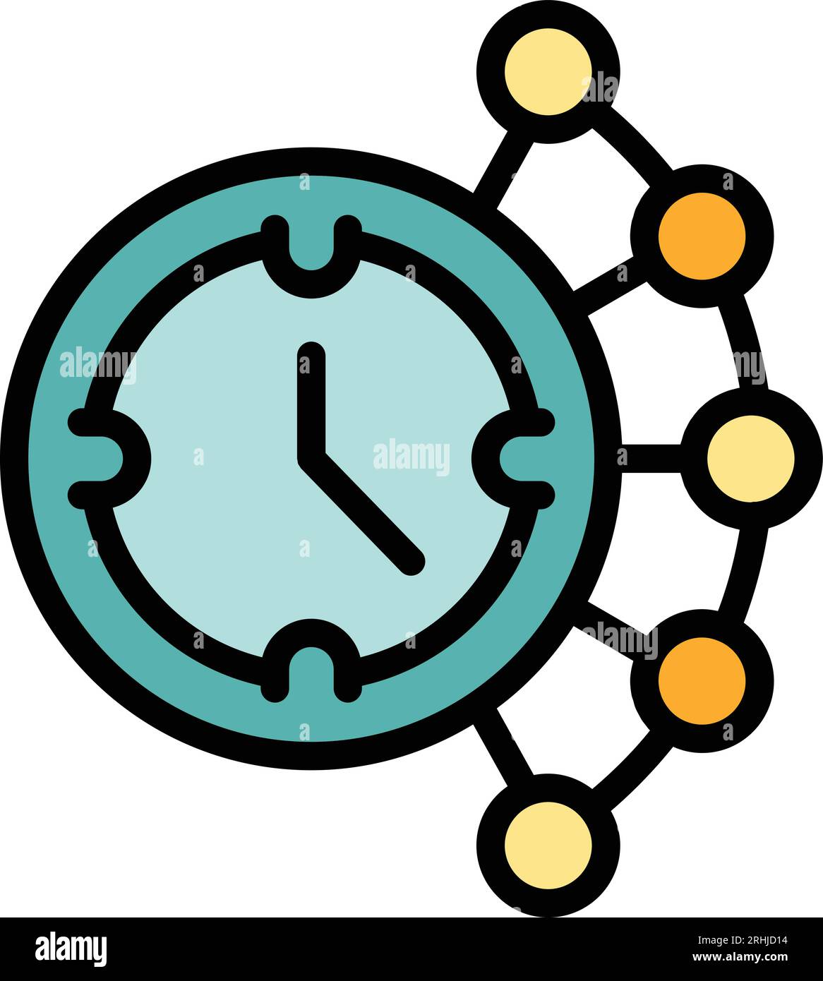 Task hour icon outline vector. Team company. Clock job color flat Stock ...
