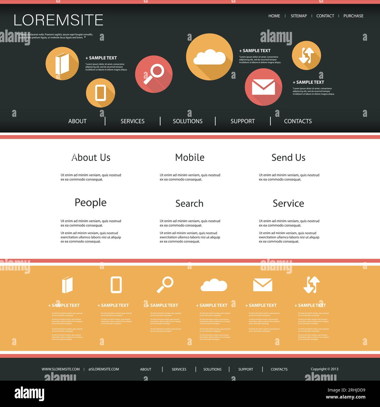 Website Template with Flat UI Design for Your Business Stock Vector ...