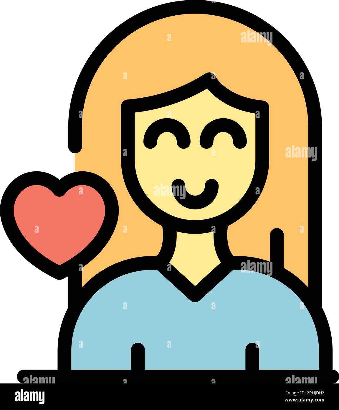 Happy woman icon outline vector. Mind health. Mental calm color flat ...