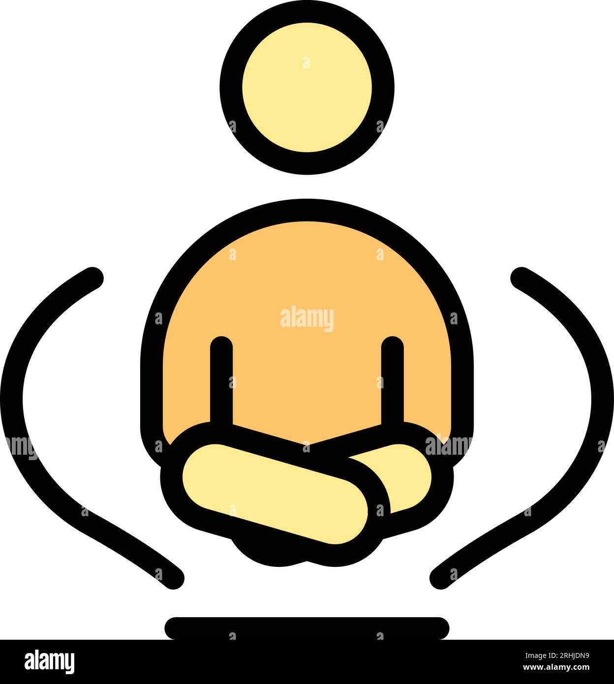 Meditate icon outline vector. Mind health. Balance energy color flat ...