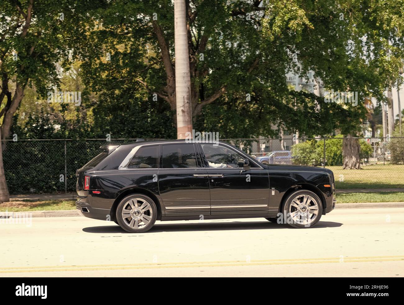 Miami, Florida USA - April 15, 2021: Rolls-Royce Cullinan black car ...
