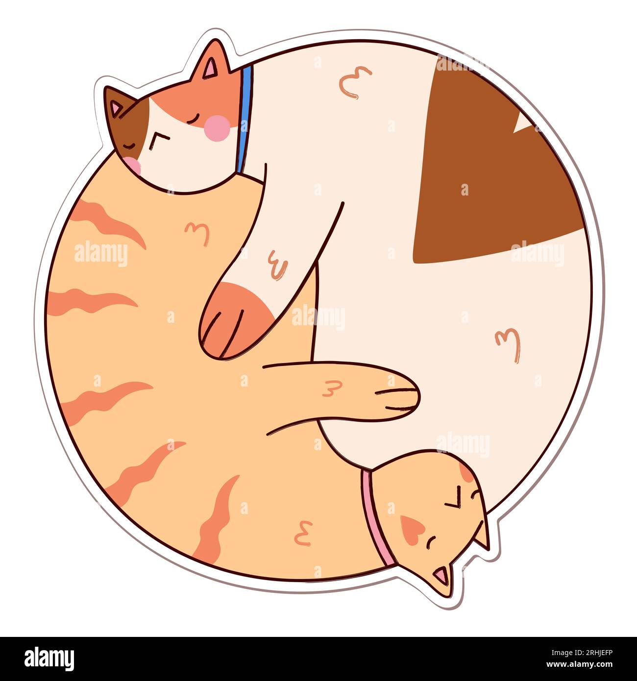 Cute and funny cats doodle vector sticker Stock Vector Image & Art - Alamy