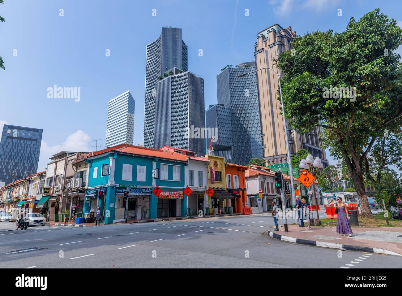 Singapore - 04 June 2023: City life on the streets of Arab quarter ...