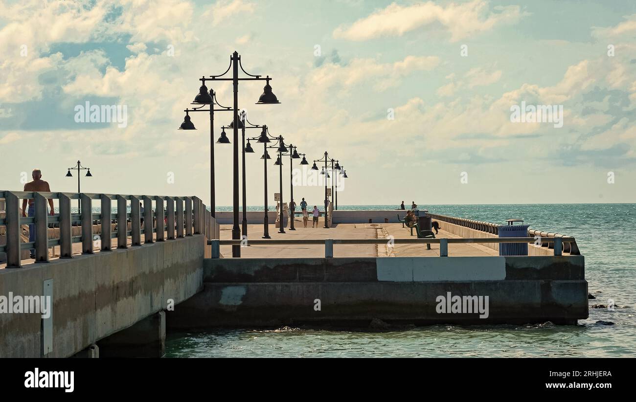 deck pier promenade with street lamp at seaside. deck pier promenade ...