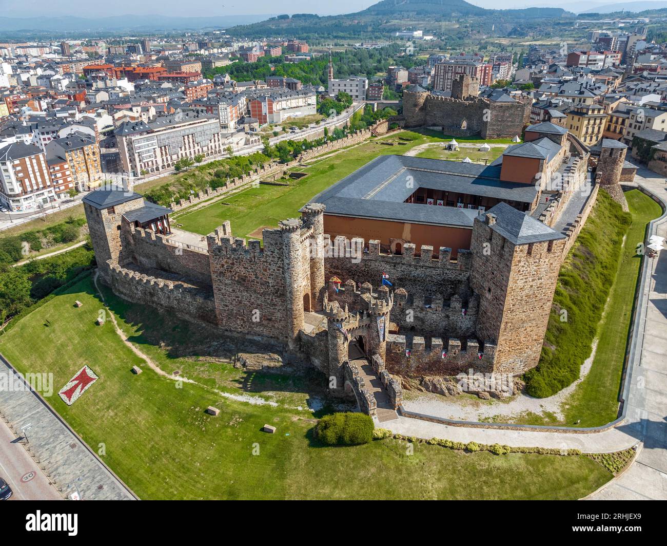 Templar castle in Ponferrada, Leon Spain medieval stone walls, towers ...