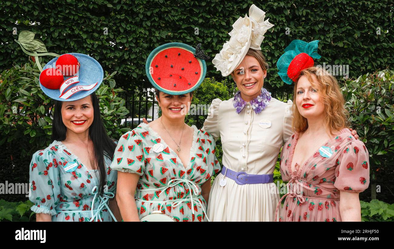 TV presenter and model Rosie Tapner with a group of female racegoers at ...