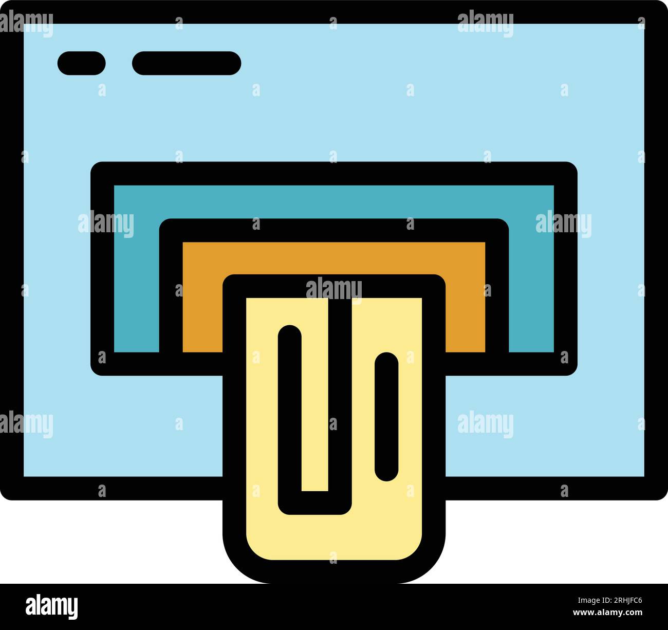 Atm bank card icon outline vector isolated on white background color ...