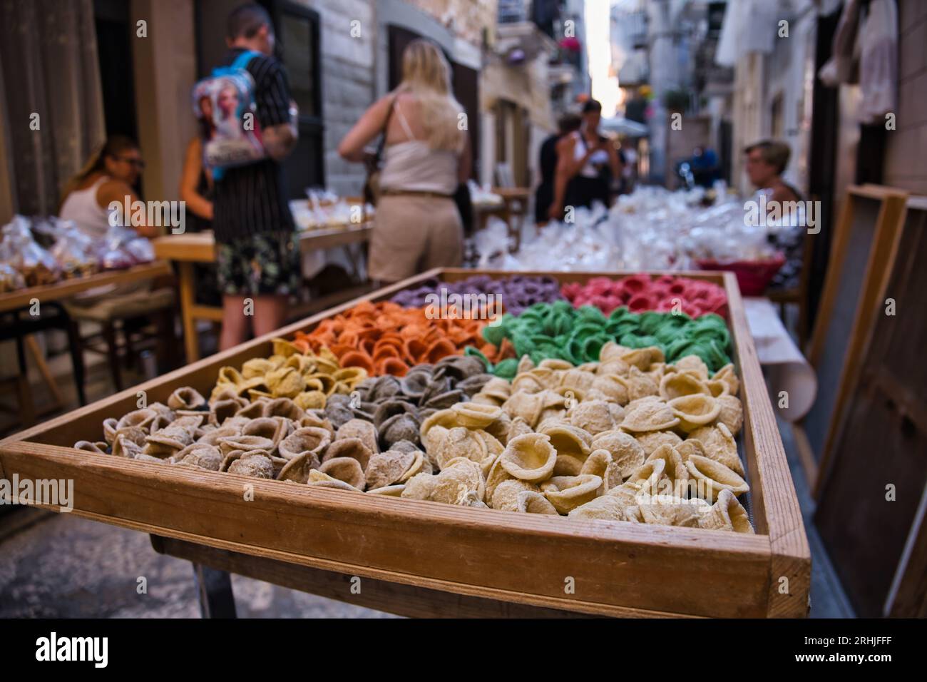 Arco basso street in Bari, the street where buy fresh orecchiette Stock ...