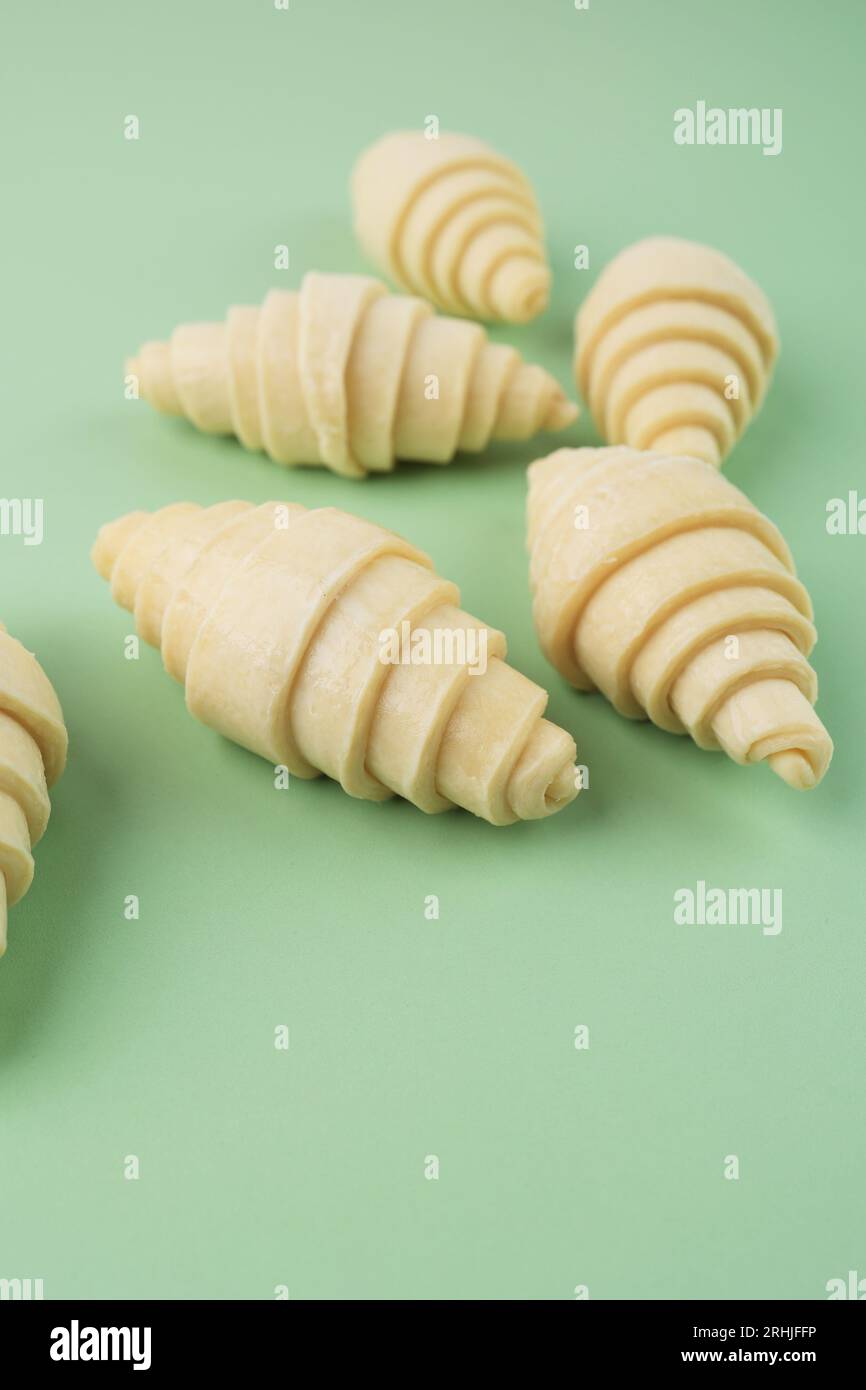 Raw Croissanr Layered of a Fluffy Leavened Uncooked Traditional French ...