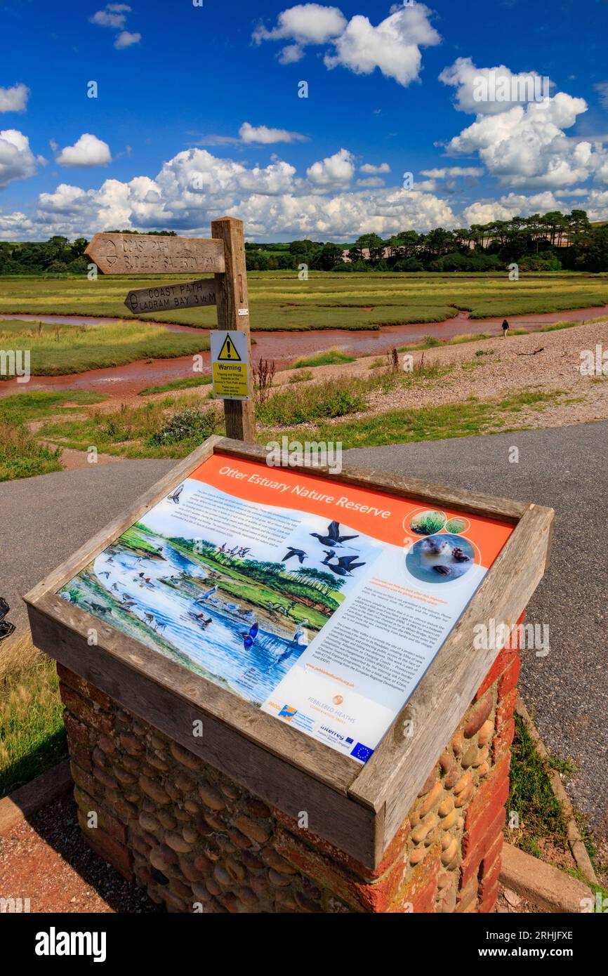 Information board about the Otter Estuary Nature Reserve at Budleigh ...