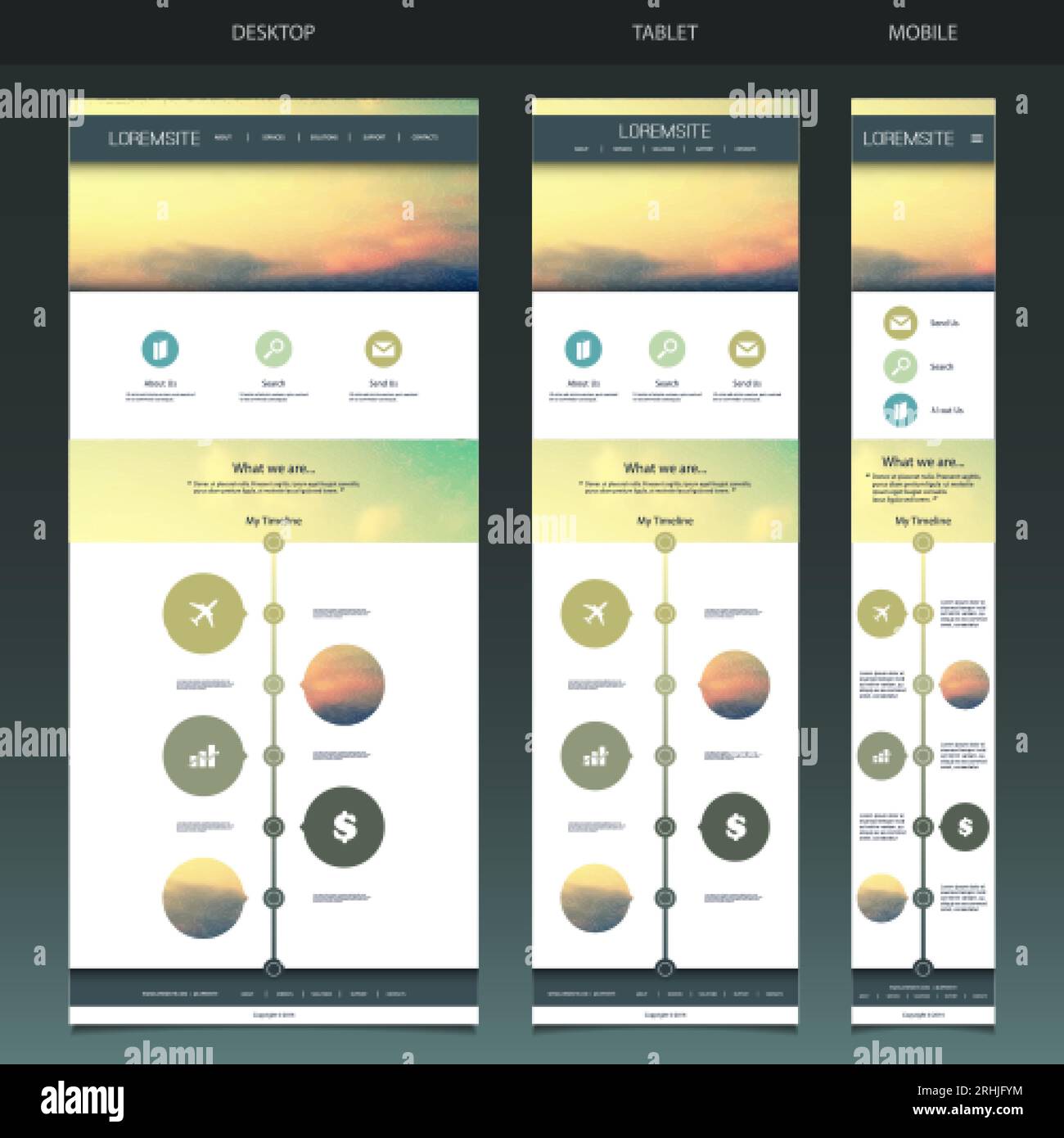One Page Website Template with Blurred Background Stock Vector Image ...