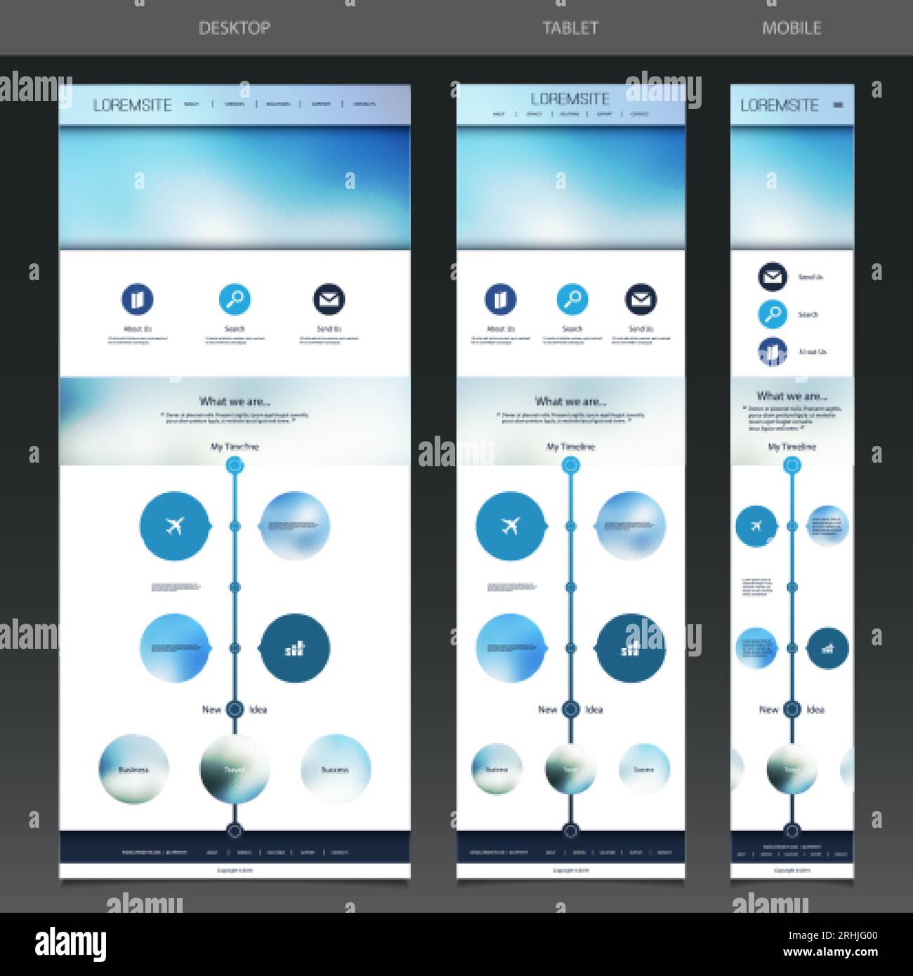 One Page Website Template and Different Header Designs with Blurred ...