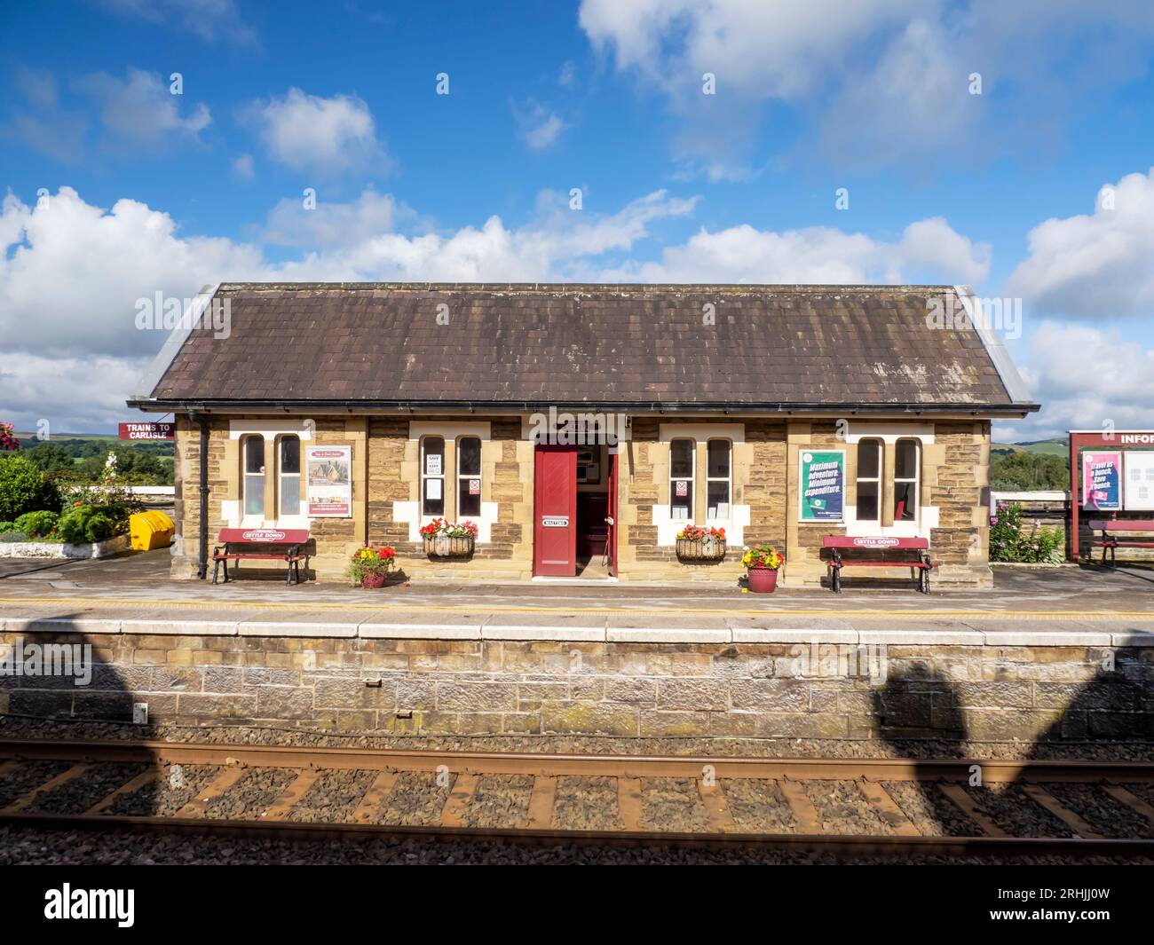 A waiting room on the platform at Settle Station on the Settle-Carlisle ...