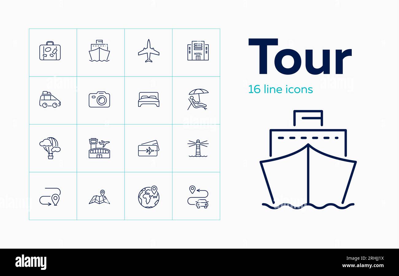 Tour icons. Set of line icons Stock Vector Image & Art - Alamy