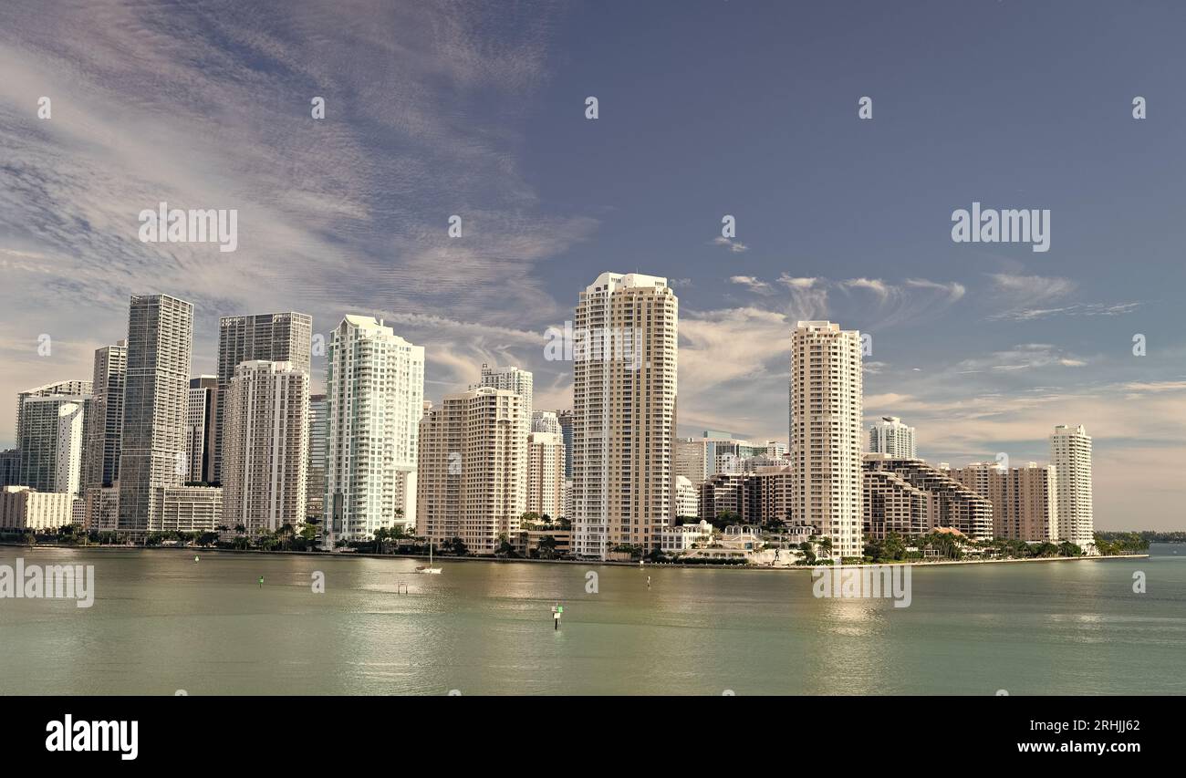 miami downtown skyline with horizon. photo of miami downtown skyline of ...