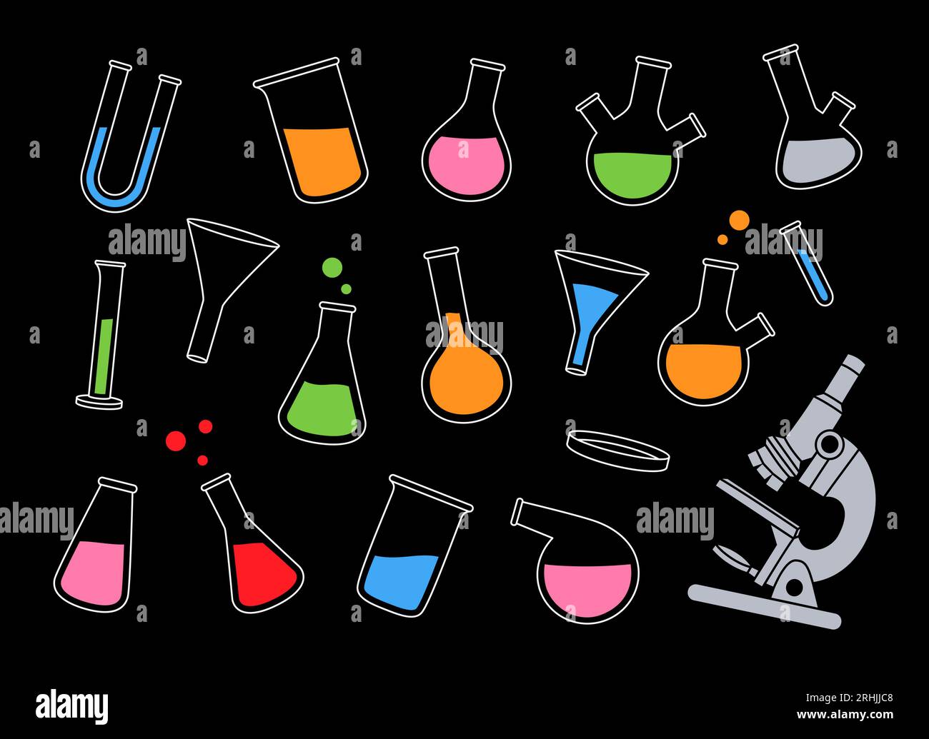 Laboratory glassware. Set of laboratory glasses for chemistry ...
