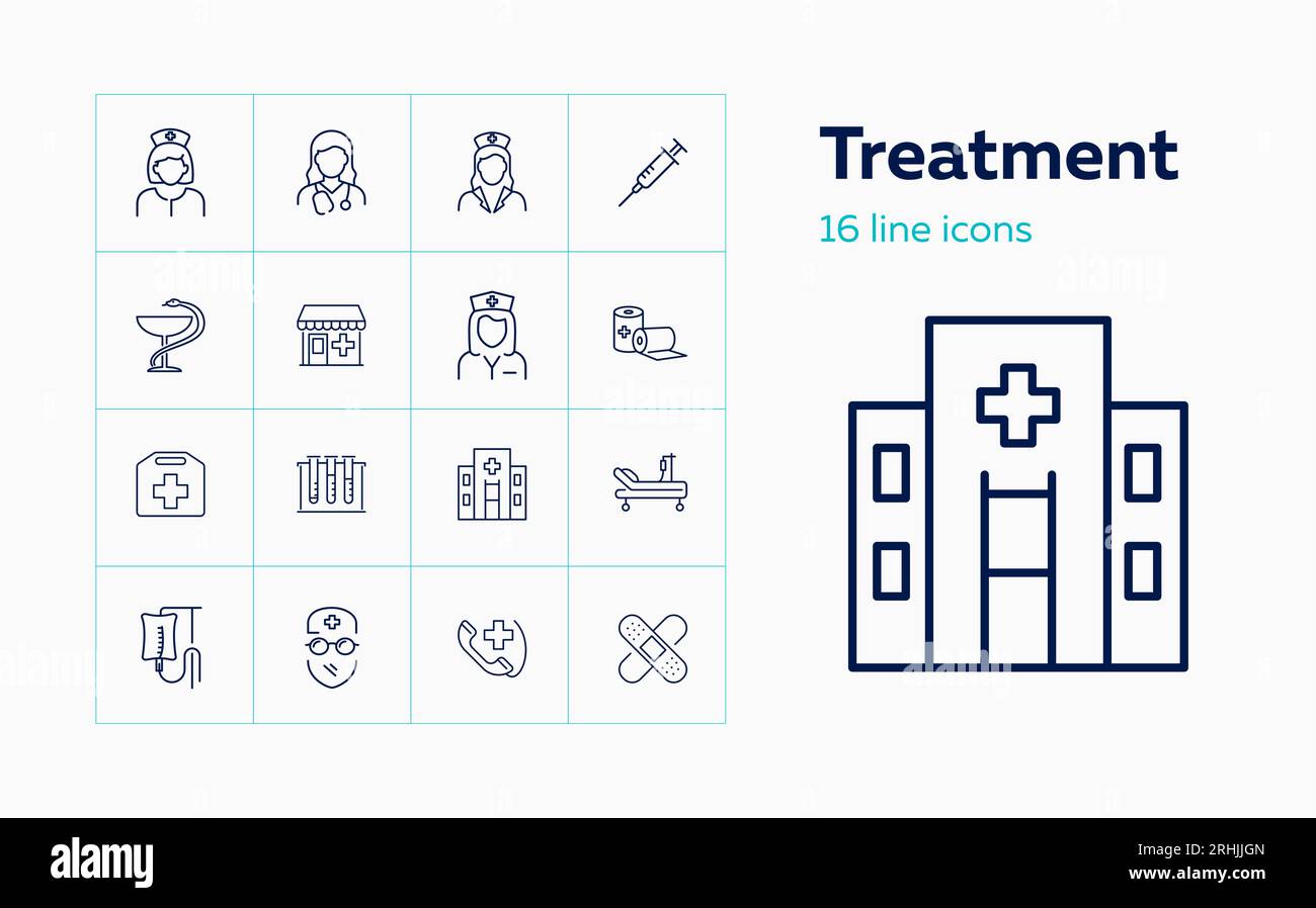 Treatment line icon set. Doctor, physician Stock Vector Image & Art - Alamy