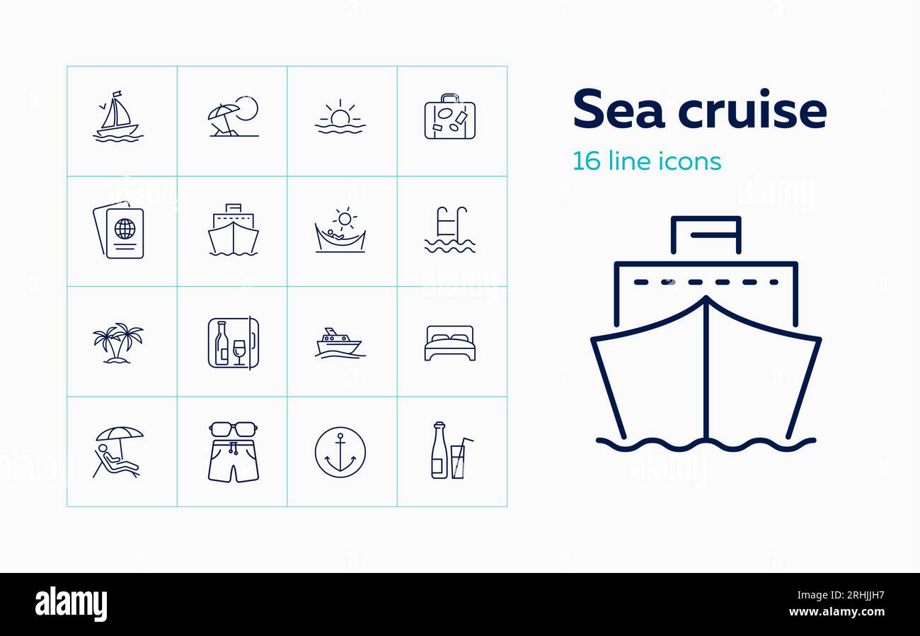 Sea cruise icons. Set of line icons Stock Vector Image & Art - Alamy