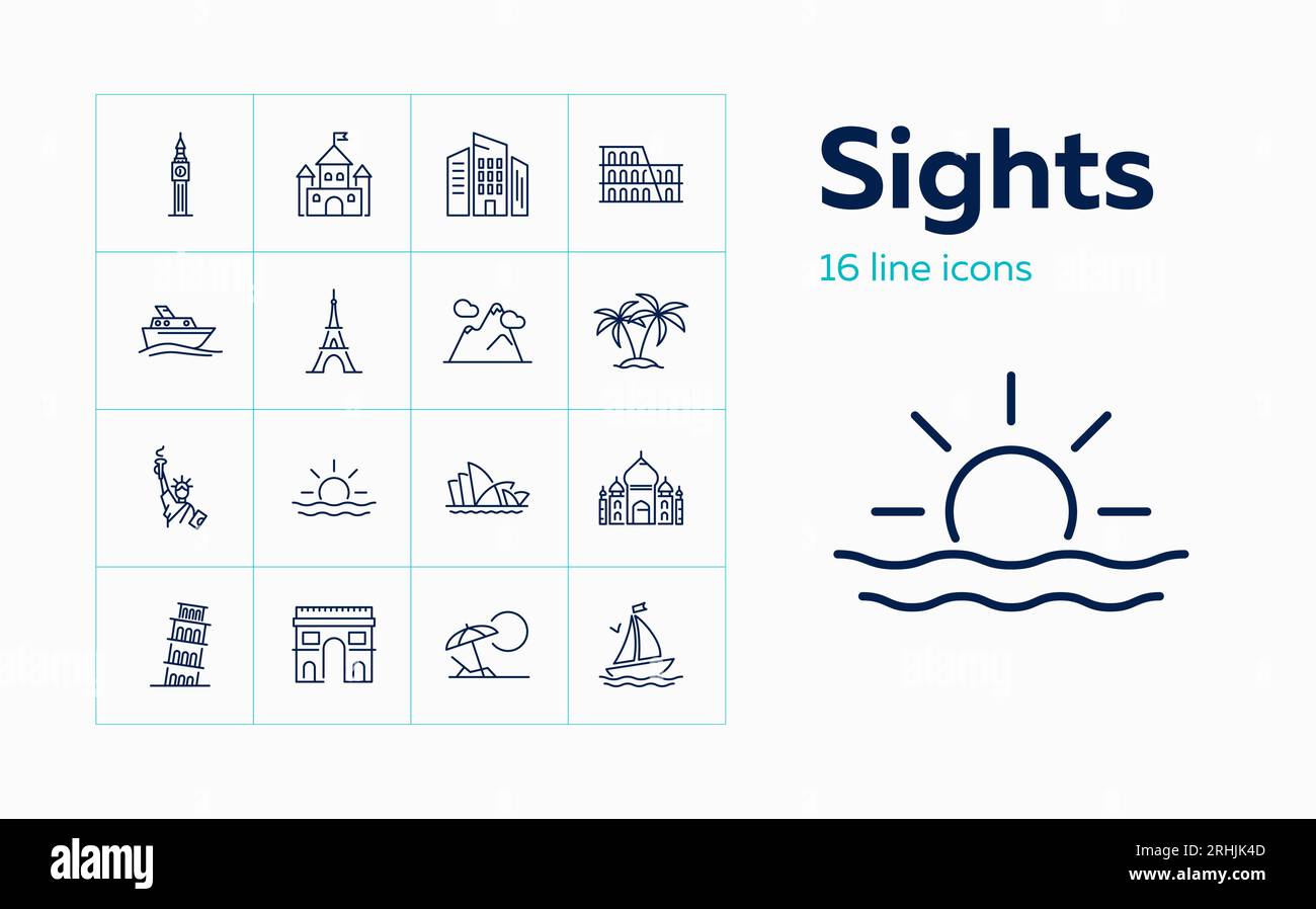 Sights line icon set Stock Vector Image & Art - Alamy