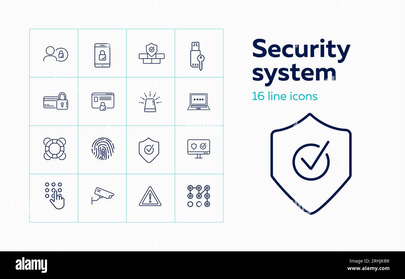 Security system line icon set. Alarm signal Stock Vector Image & Art ...